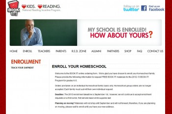 Pizza Hut BOOK IT! Program for Homeschoolers is Open