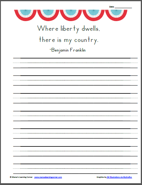 Free Benjamin Franklin Copywork