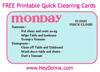 FREE Cleaning Printables: Quick Daily Cleaning Cards