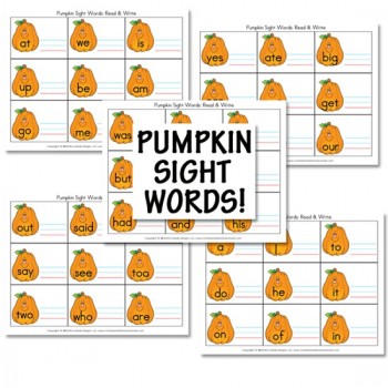 Free Pumpkin Sight Words Set