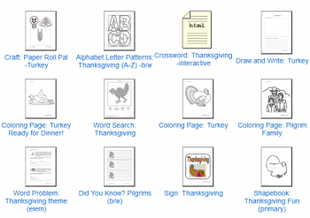 Free Thanksgiving Printables, Theme Units, and Writing Pages