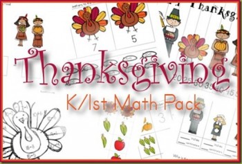 Free Thanksgiving Kindergarten and First Grade Math Printables