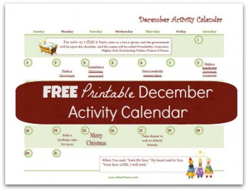 Free Printable December Activity Calendar with Links