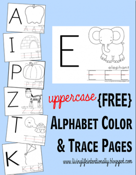 Free UPPERCASE Alphabet Color & Trace Pages