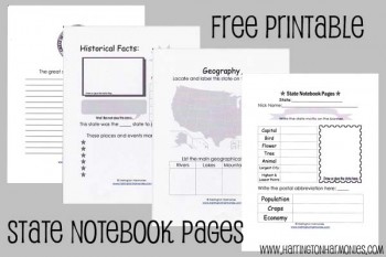 Free US States Notebooking Pages