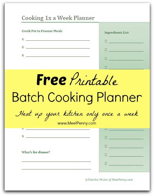 FREE DOWNLOAD Cooking 1x A Week Printable Planner