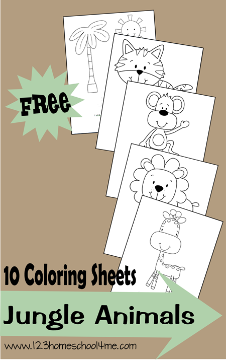 FREE Jungle Animals Coloring Sheets FREE Jungle Animals Coloring Sheets