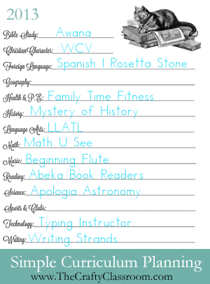 FREE Homeschool Curriculum Planning Sheet