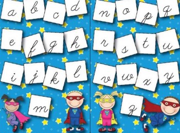 Free Super Hero CURSIVE Upper/Lower Case Letter Match File Folder Game ...