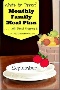 Free September Menu with Weekly Shopping List