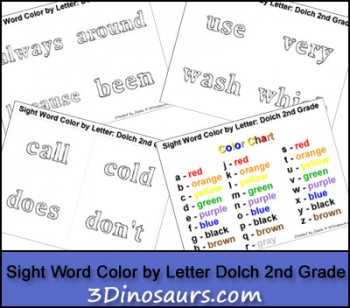 FREE Sight Word Color by Letter Second Grade
