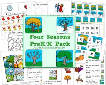 Free Worksheets: Four Seasons PreK/K Printable Pack