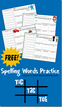 Free Spelling Word Practice Tic-Tac-Toe