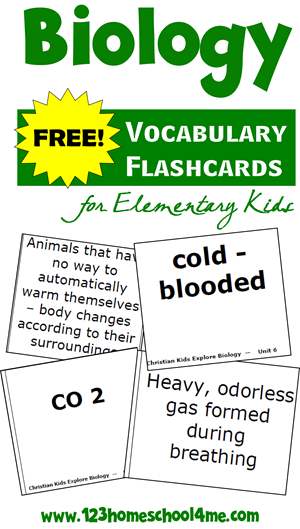 FREE Biology Vocabulary Flashcards - Elementary Level