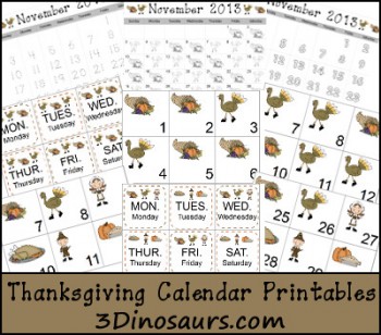 Free Thanksgiving Calendar Cards