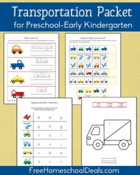 Free Transportation-Themed Printable Packet for Prek/Early K