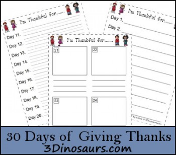 Thanksgiving: Free 30 Days of Giving Thanks Printable Set