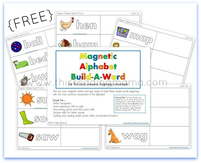 FREE Magnetic Alphabet Build-a-Word Mats