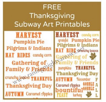Thanksgiving: FREE Subway Art Printables