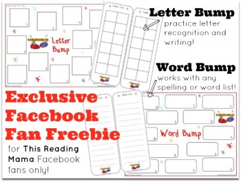 Free Word Bump and Letter Bump Homeschool Freebie (Facebook Offer)