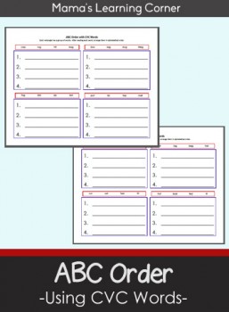 Free ABC Order with CVC Words Worksheets