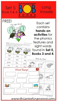 BOB Books: Free Printables for Set 5, Books 3 and 4
