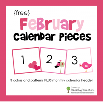 Free February Pocket Chart Calendar Pieces