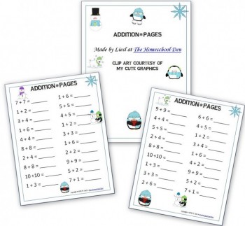 Winter-Themed Addition Pages: Free Worksheets