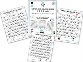 Free Math Worksheets: Winter Skip Counting Pages