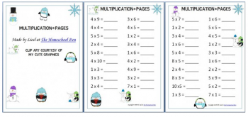 Winter Themed Multiplication Worksheets
