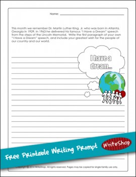 Dr. Martin Luther King, Jr: Free Printable Writing Prompt