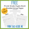 Free First Grade Sight Word Handwriting Pages