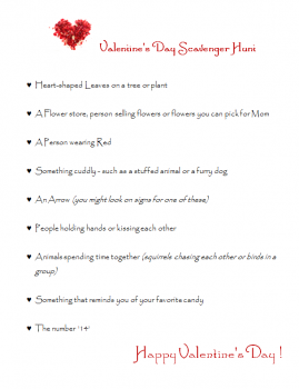 Free Valentine Scavenger Hunt Printable