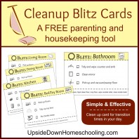 Free Cleanup Blitz Cards: A FREE Parenting and Housekeeping Tool