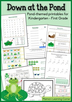 Free Down at the Pond – Printable Packet for Kindergarten-First Grade