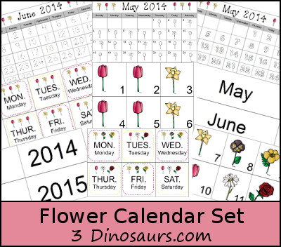 Free Flower Calendar Cards for May