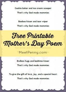 Printable Mother’s Day Poem from Kids - Free!
