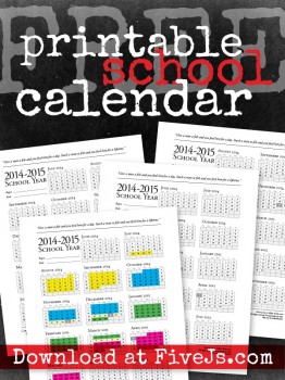 Free Printable Homeschool Calendar for 2014-2015