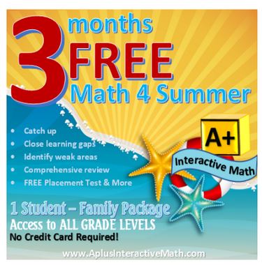 Math Summer Lessons (3 Months Free!) - $49.99 Value! ALL Grade Levels!