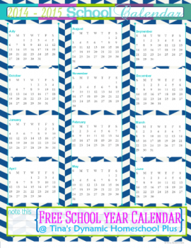 Free Academic Homeschool Calendar 2014-2015