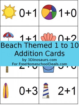 FREE Beach Themed 1 to 10 Addition Cards (instant download!)