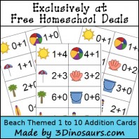 FREE Beach Themed 1 to 10 Addition Cards (instant download!)