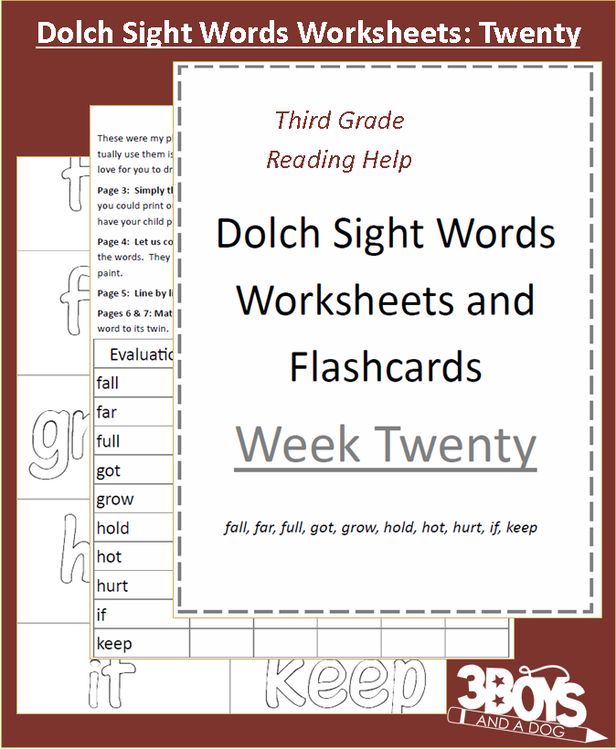 Dolch Sight Words F through K Printable Cards
