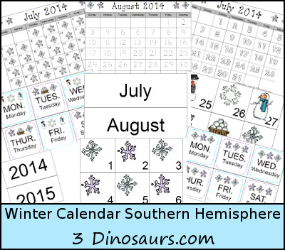FREE Winter Calendar for Southern Hemisphere