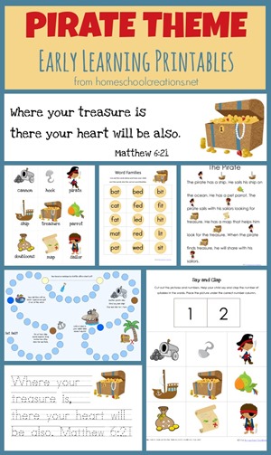 FREE Pirate Theme Early Learning Printables