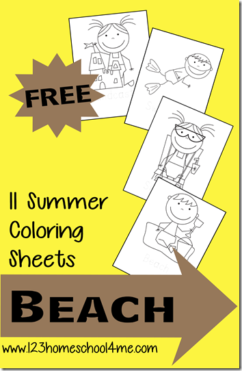 FREE Summer Beach Coloring Sheets
