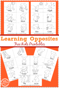 Learning Opposites FREE Preschool Printable