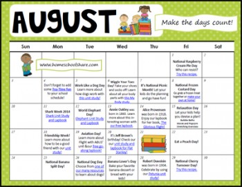 FREE August Activity Calendar