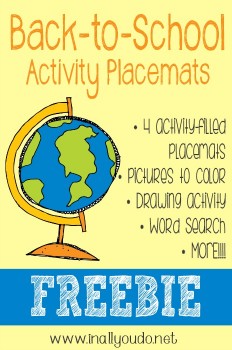 FREE Back to School Activity Placemats