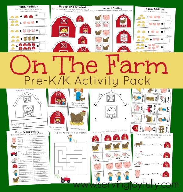 On The Farm Pre-K/K FREE Printable Pack {subscriber or Facebook offer}